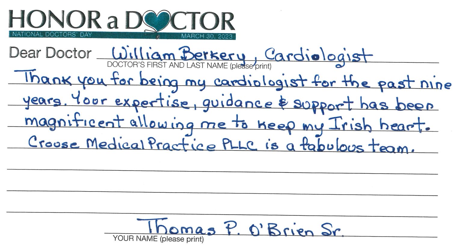 Compliments for Our Doctors - Crouse Health