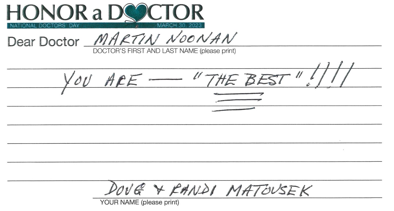 Compliments for Our Doctors - Crouse Health